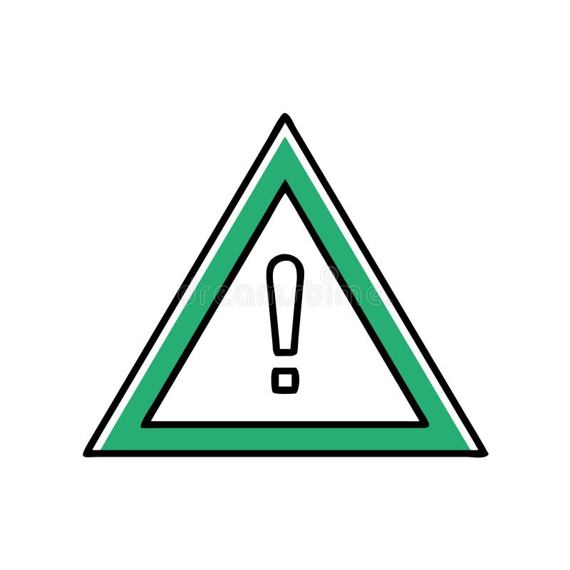 Green Triangle Warning Sign with Exclamation Mark for Safety Alerts and ...