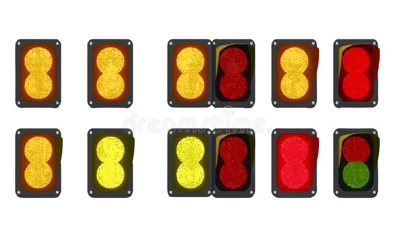 Ten Traffic Signal Lights in Two Rows of Five are Set in a Grid Pattern ...