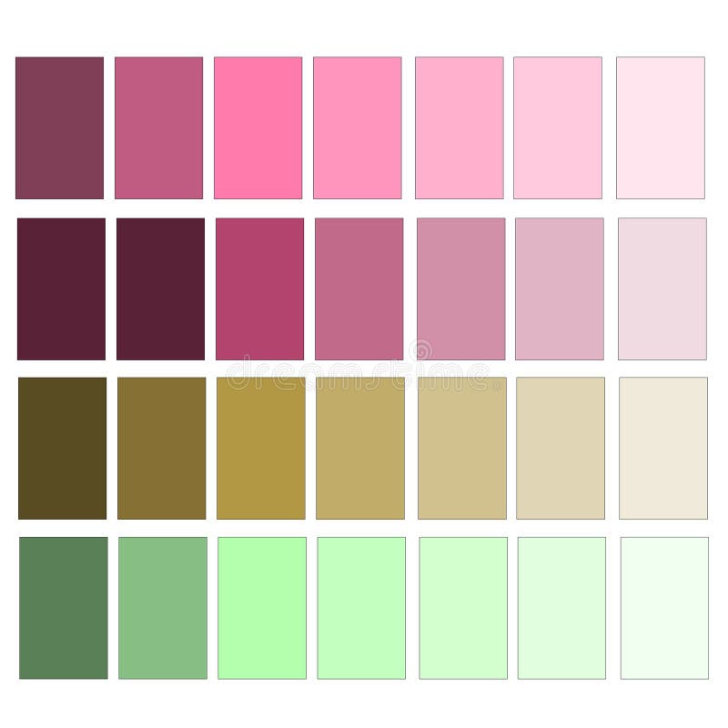 Color Palette Grid: 24 Rectangle Swatches Stock Illustration ...