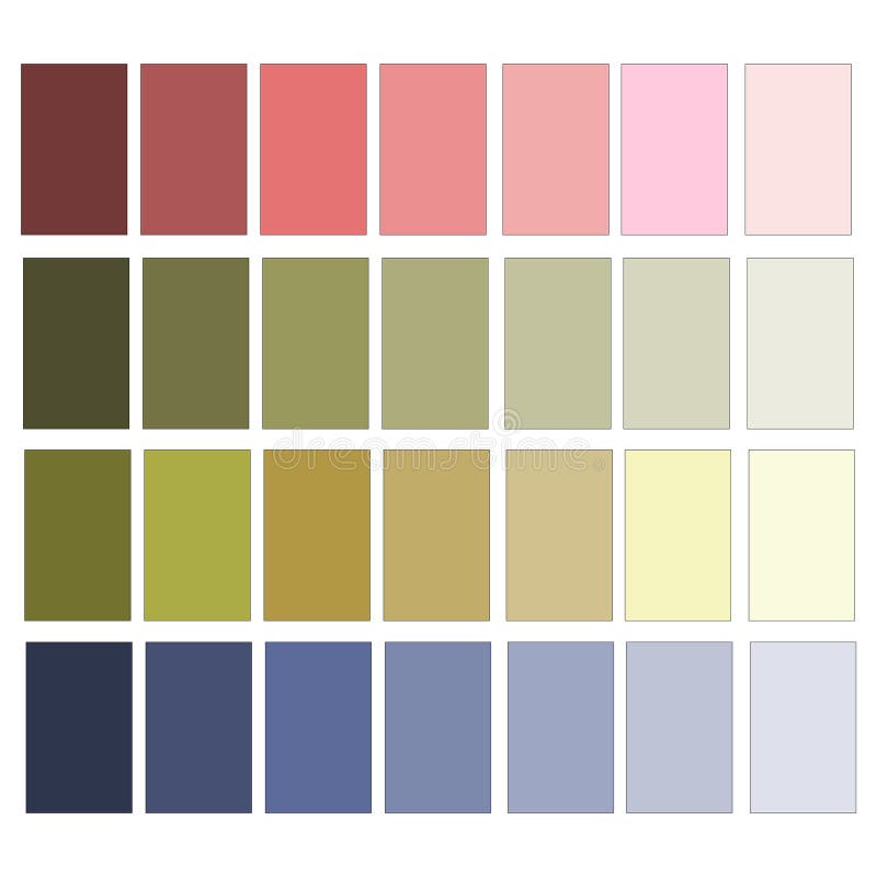 Color Palette Grid: 24 Rectangle Swatches Stock Illustration ...