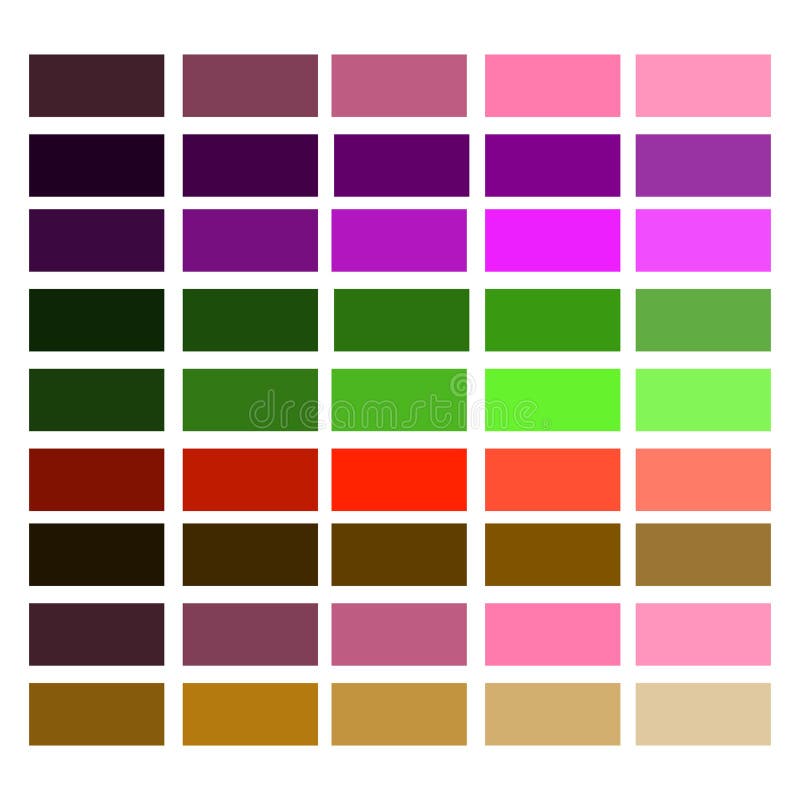 Color Palette Grid: 36 Rectangle Swatches Stock Illustration ...