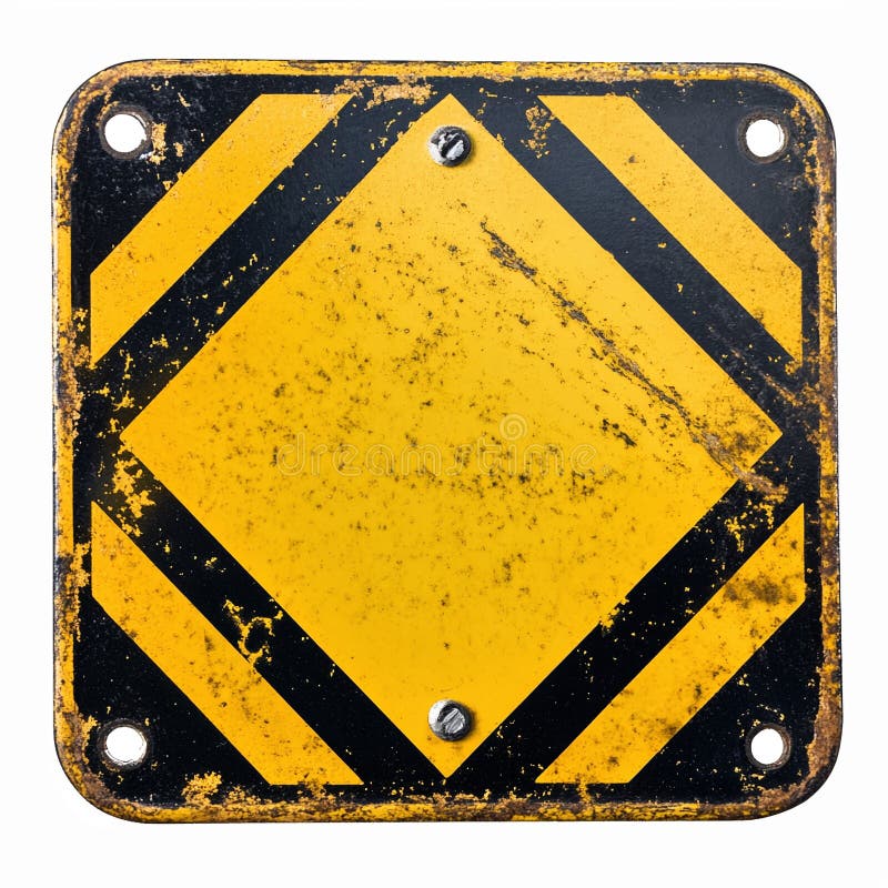 Grungy Yellow and Black Warning Sign with Diamond Shape for Safety ...