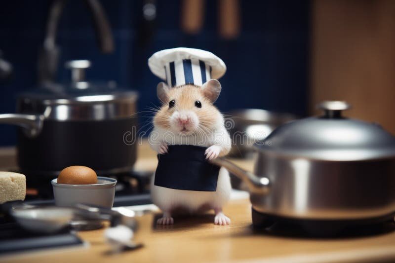 Hamster Chef Cooking with Miniature Frying Pan Stock Illustration ...