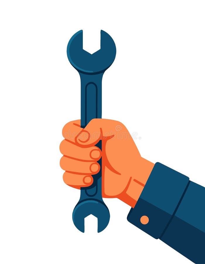 Hand Holding Wrench Spanner Tool Repair Service Maintenance Stock Image ...