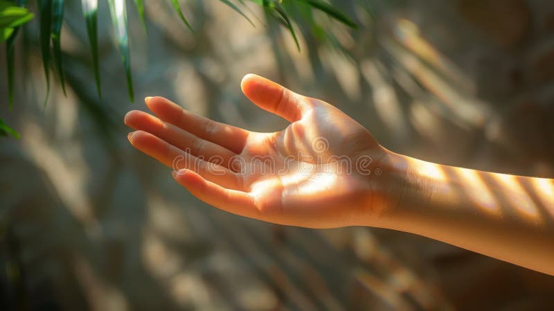 Radiant Hand Casting a Sharp Shadow in Sunlight Stock Illustration ...