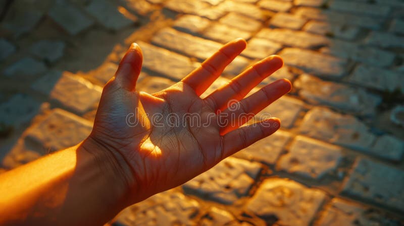 Radiant Hand Casting a Sharp Shadow in Sunlight Stock Illustration ...