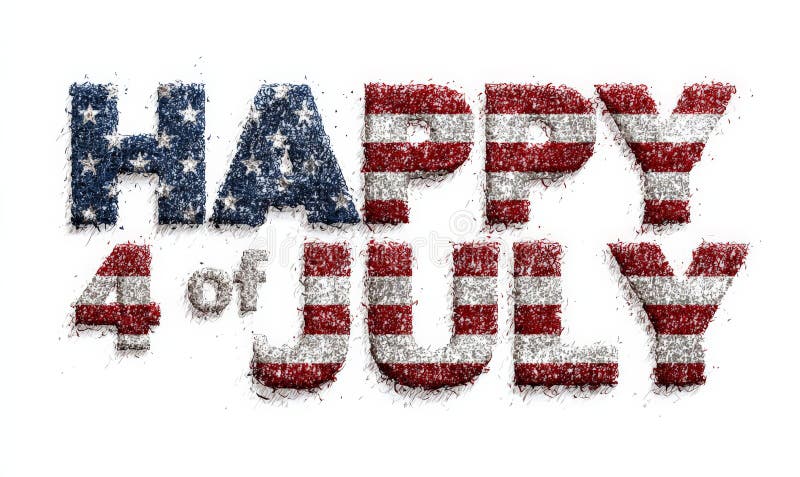 The Image Features Happy 4th of July Written in American Flag Colors ...