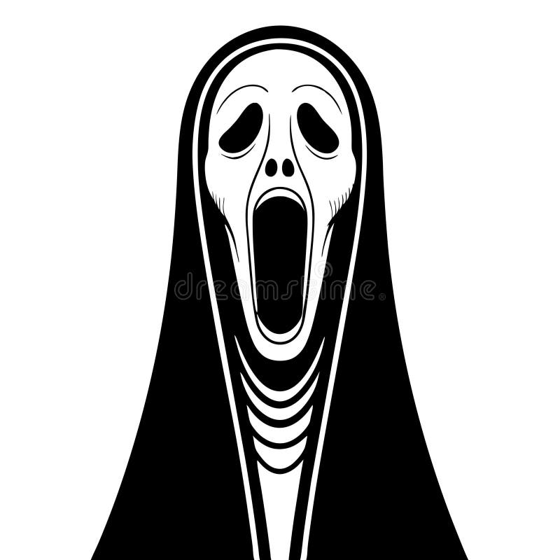 Screaming Face in Black and White Minimalist Design Ideal for Tattoo ...