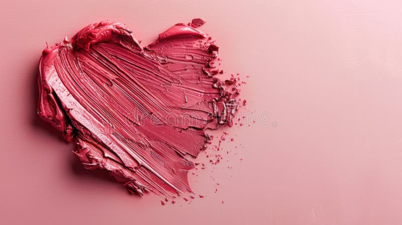 Heart-shaped Cream Blush Swatch on Light Pink Background with Copy ...