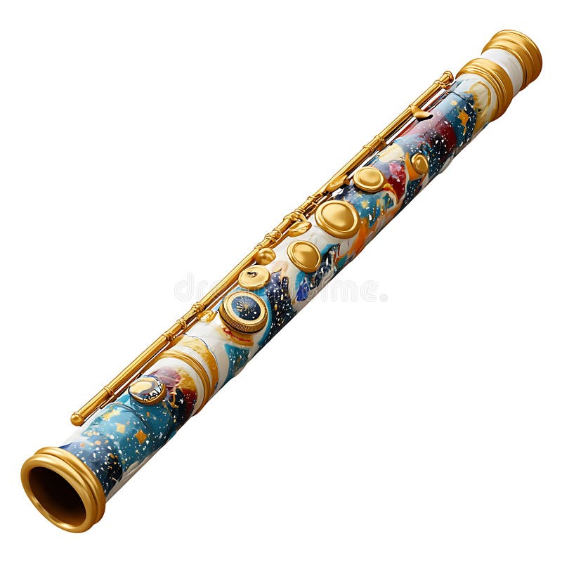 A 3D Render of a Flute with a Celestial Design Showcasing Intricate ...