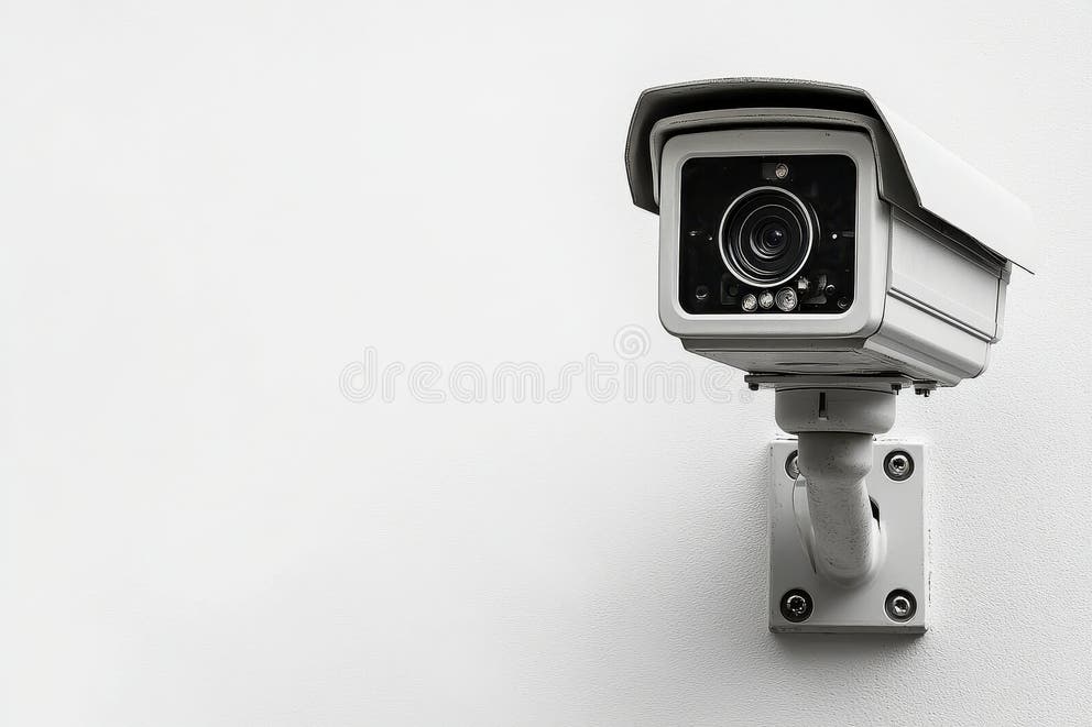 High-Resolution Security Camera Mounted on White Wall for Monitoring ...