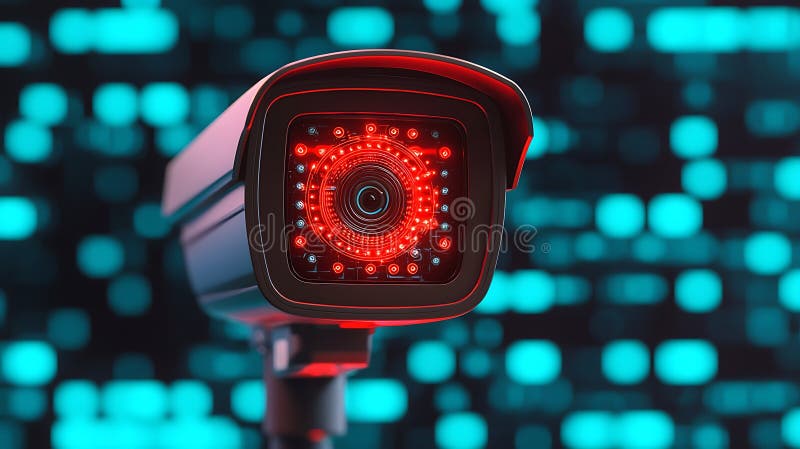 High-tech Security Camera with Red Led Lights Capturing Digital Data on ...