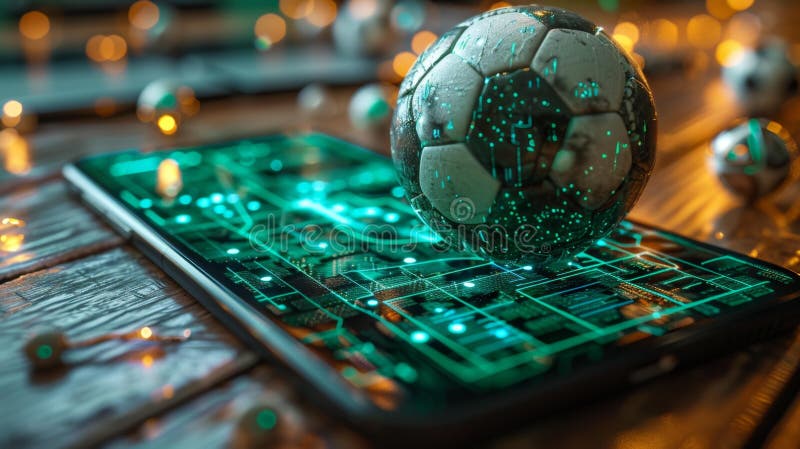 High-Tech Soccer Ball and Tablet Interface - Generative AI Stock Image ...