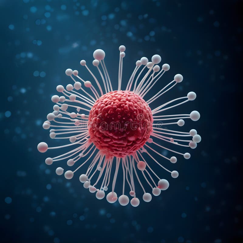 Detailed Close-Up of a Microscopic Cell in a Dark Blue Background Stock ...