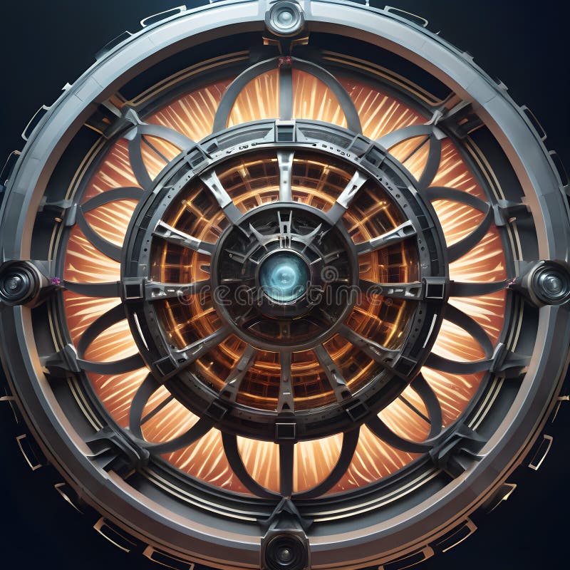 Futuristic Sci-Fi Engine Core with Glowing Elements Stock Image - Image ...