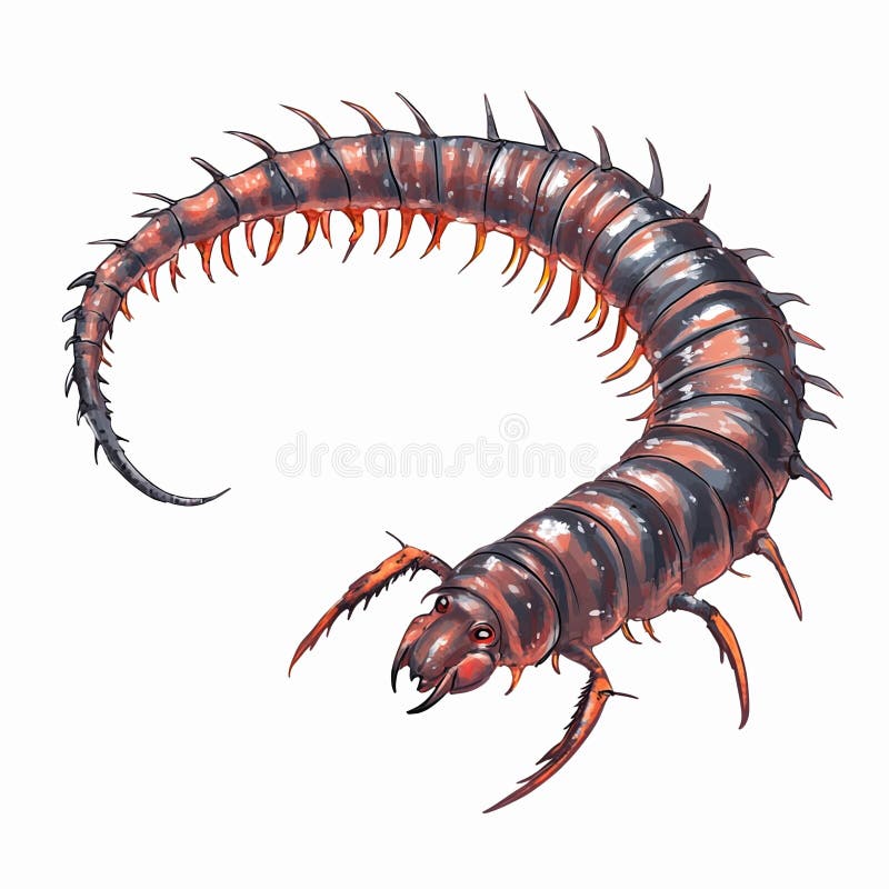 Realistic Illustration of a Centipede with Detailed Body Segmentation ...