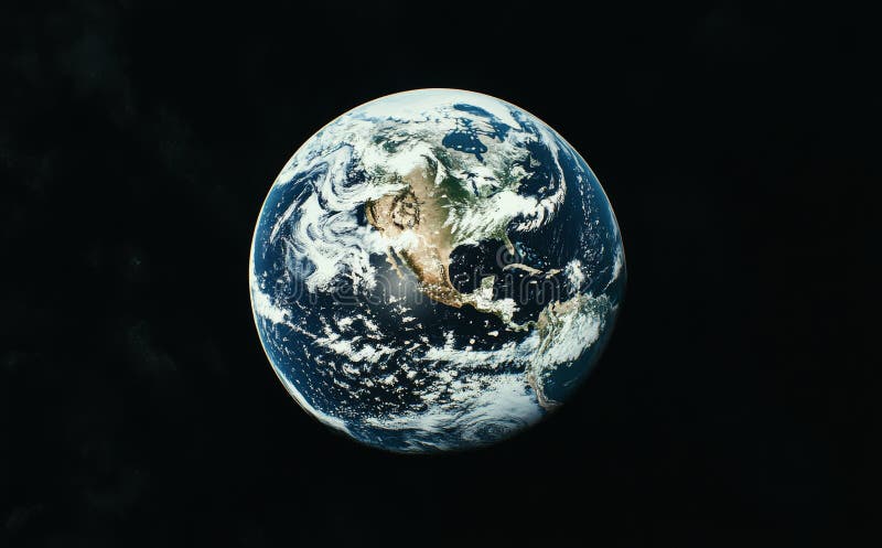 This Image Features a Highly Detailed Rendering of the Earth Planet ...