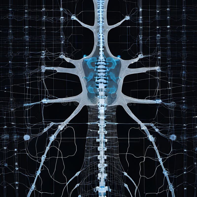 A Stylized Representation of a Neural Network Merged with a Human Spine ...