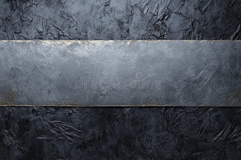 Metallic Texture Horizontal Silver Banner on Dark Cracked Concrete ...