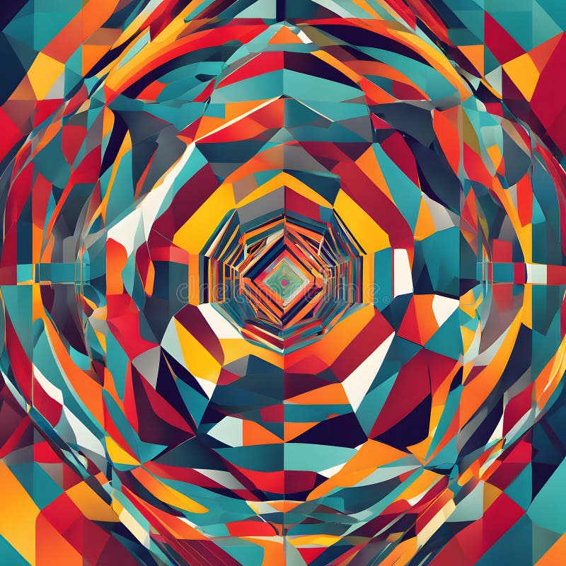 Hypnotic Geometric Vortex - Vibrant Abstract Art Stock Image - Image of ...
