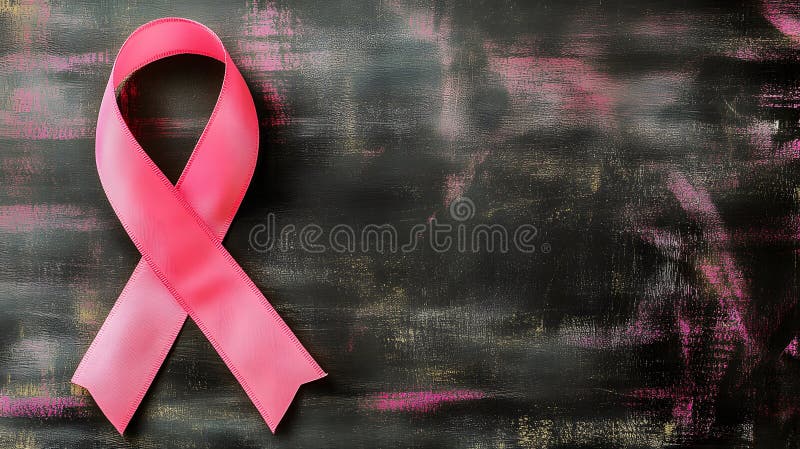 Iconic Pink Ribbon Prominently Displayed on a Worn Chalkboard ...