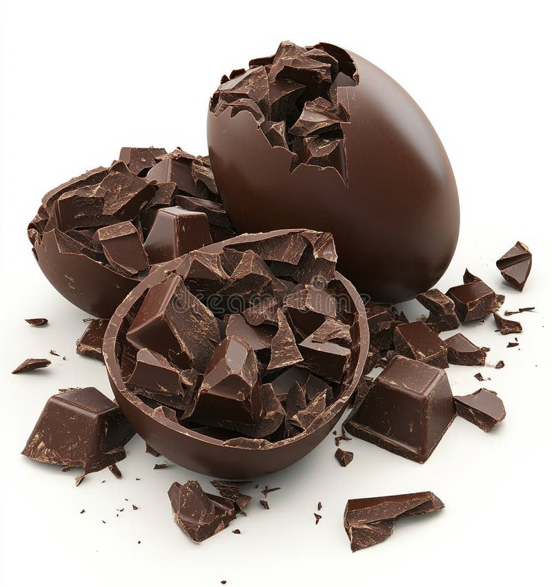 The Image Features an Illustration of a Cracked Easter Chocolate Egg Stock Photo - Image of ...