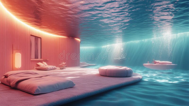 An Exquisite Underwater Room Awaits Exploration. the Serene Blue Waters ...
