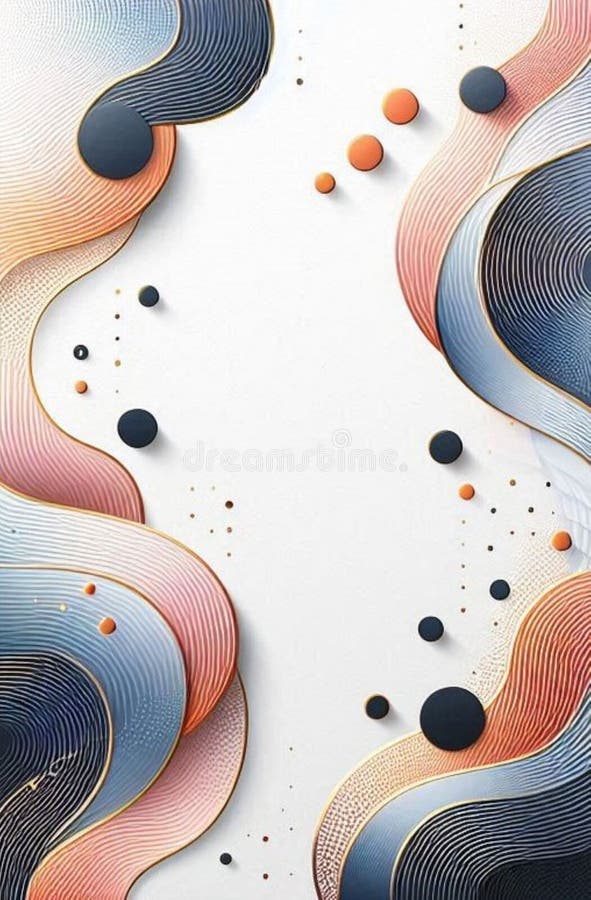 Abstract Paper Layer Artwork with Colorful Wavy Patterns and Floating ...