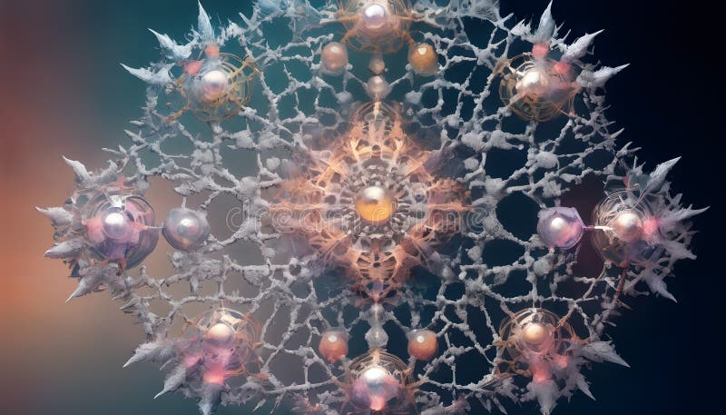 Intricate Abstract Celestial Structure with Golden Orb Center Stock ...