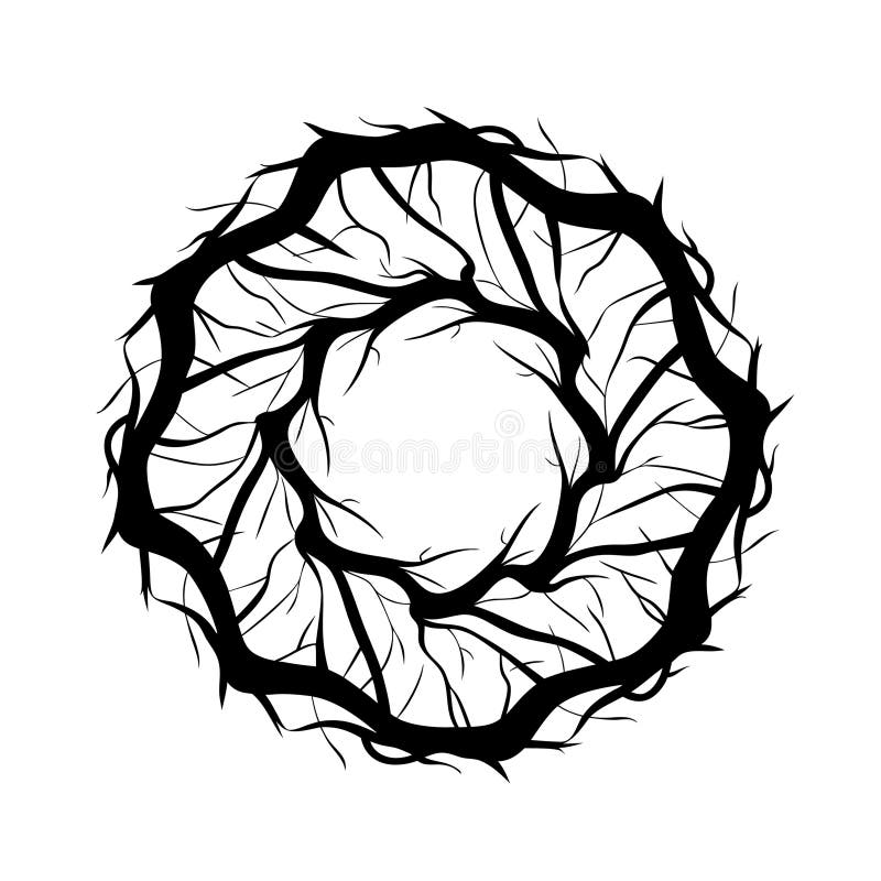 Intricate Black Thorn Circle Vector Design for Nature and Abstract Art ...