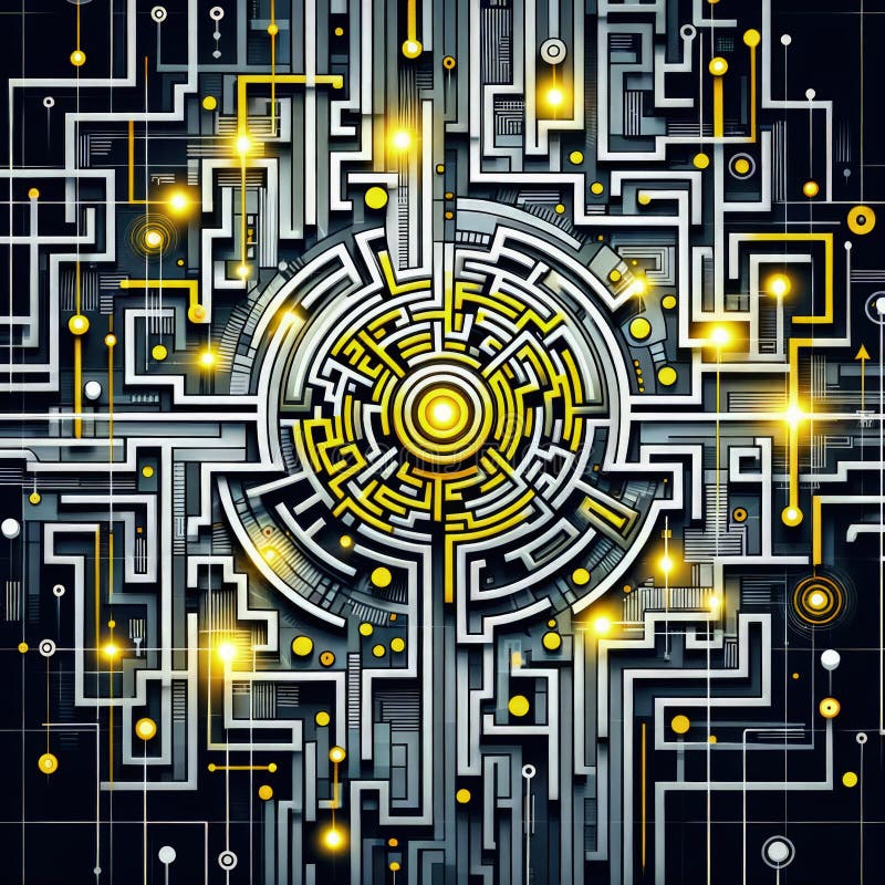 Abstract Digital Circuit Board with Central Processor Unit Concept, AI ...