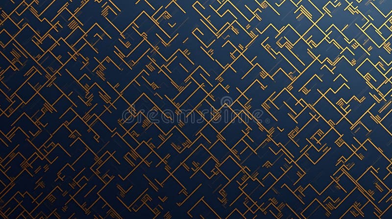 A Geometric Pattern of Gold Lines on a Dark Blue Background Stock ...