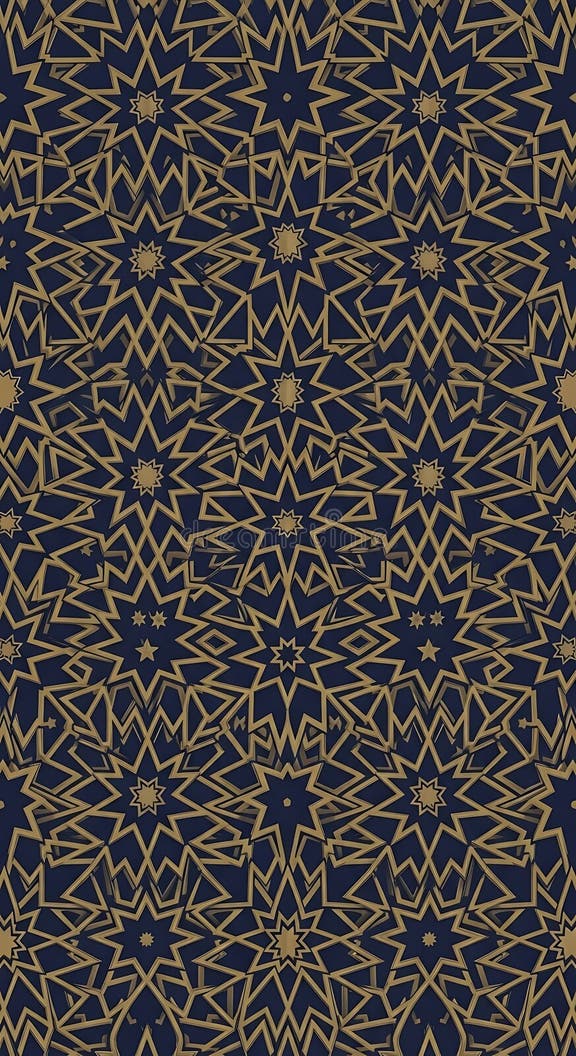 Intricate Geometric Star Pattern Design in Gold and Dark Blue for ...
