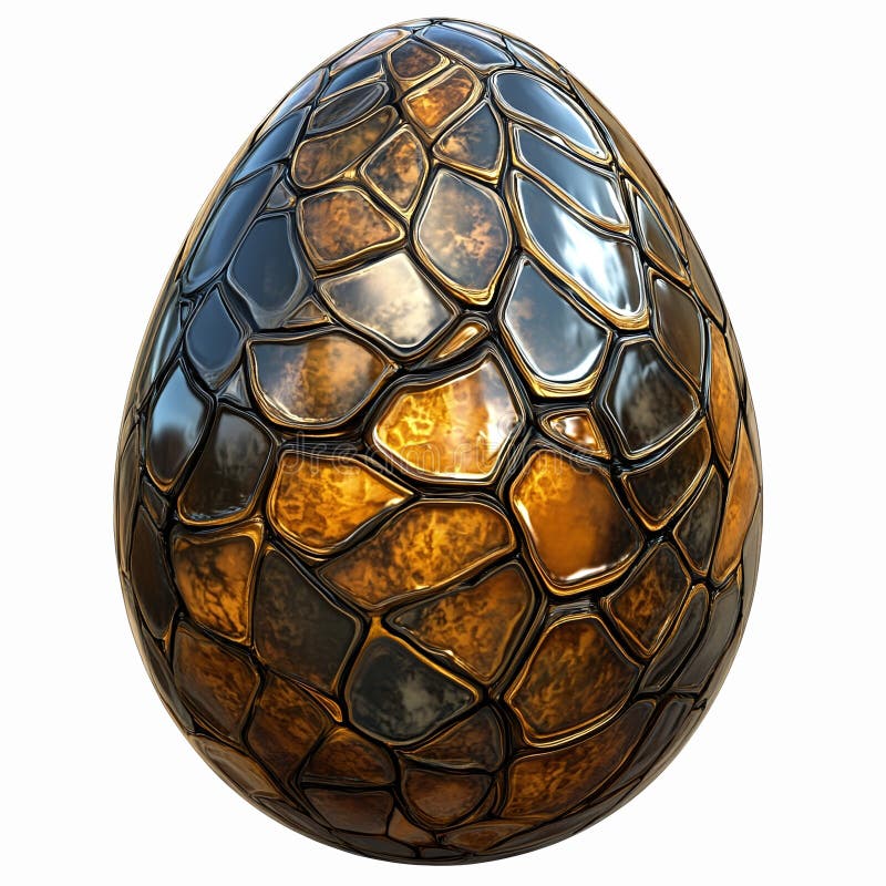 Intricate Metallic Layered Egg Design with Shiny Textures and Glossy ...
