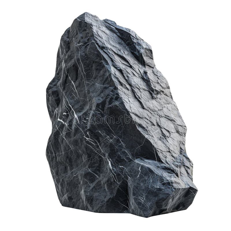 This Image Features a Large Grey Rock Isolated Against a Black ...