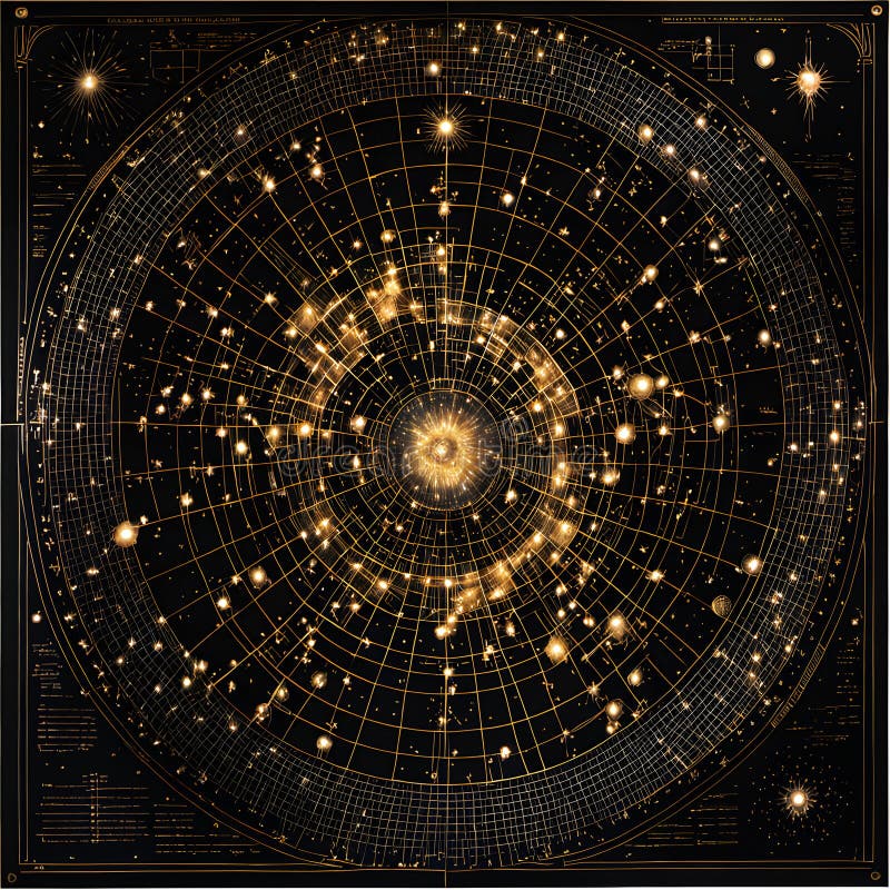An Intricate Celestial Map or Star Chart. Stock Illustration ...