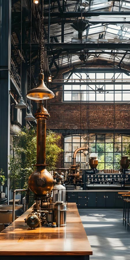 Ornate Copper Still in Industrial Workspace Stock Illustration ...