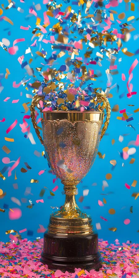 Ornate Trophy Surrounded by Confetti Stock Illustration - Illustration ...