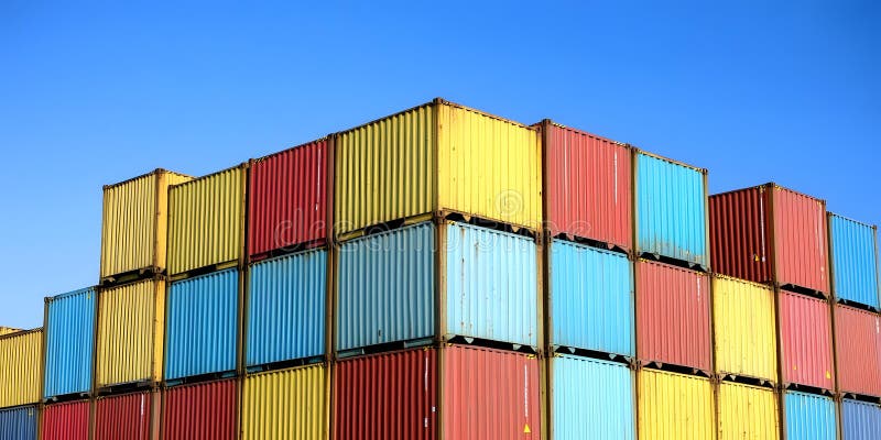 Colorful Stacked Shipping Containers in Pyramid Formation Stock ...