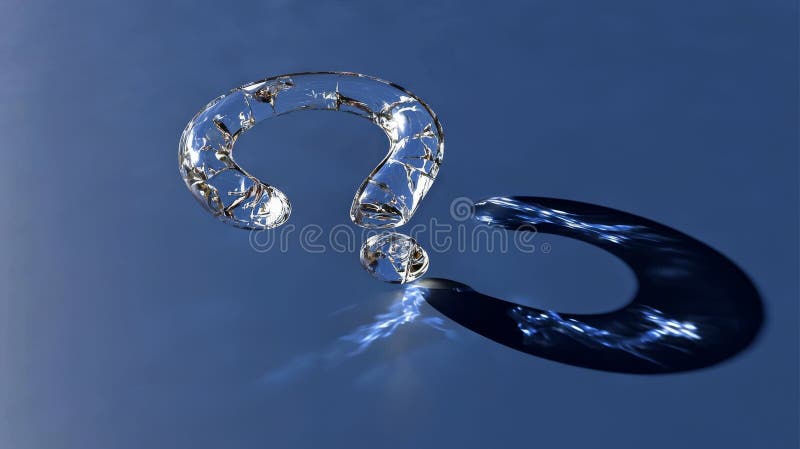 The Image Features a Large, Transparent Blue Glass Question Mark ...