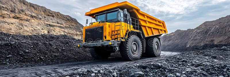Yellow Dump Truck on Rocky Terrain Stock Illustration - Illustration of ...