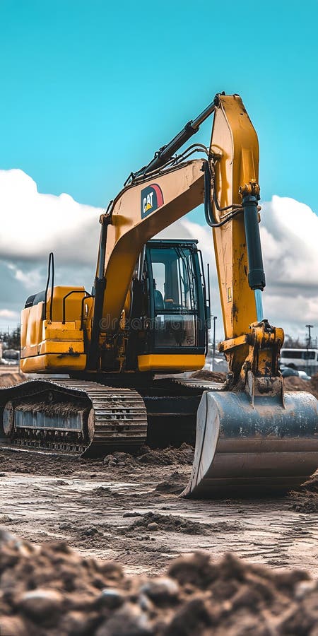 Excavator Working on Construction Site Stock Illustration ...