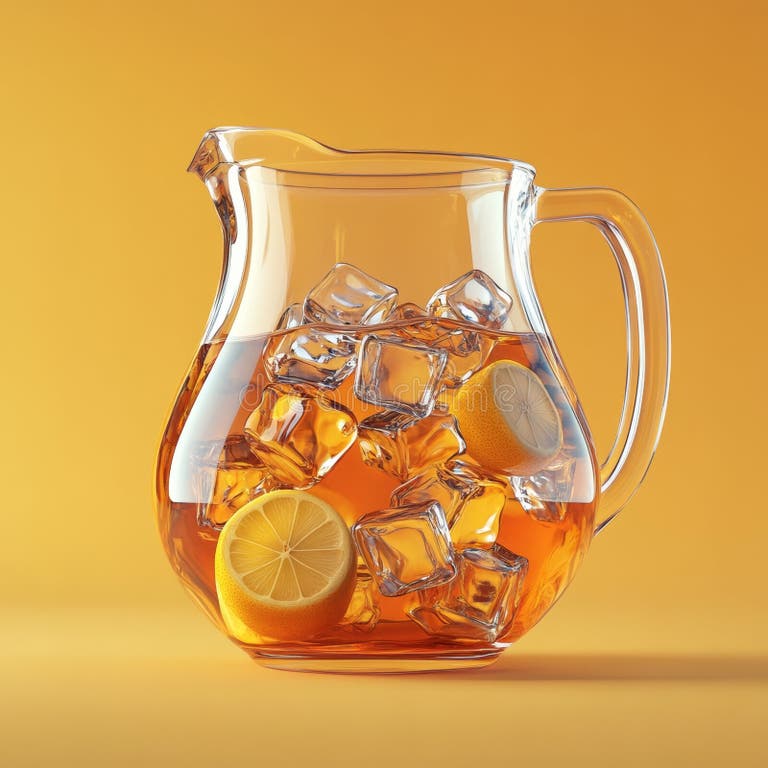 The Image Features a Lemonade Pitcher Accompanied by Ice Cubes and ...