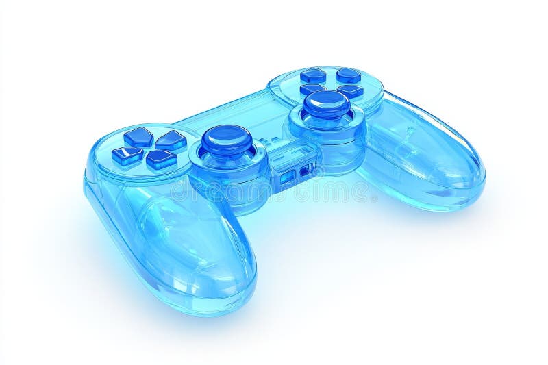 The Image Features a Light Blue Video Game Controller with a ...
