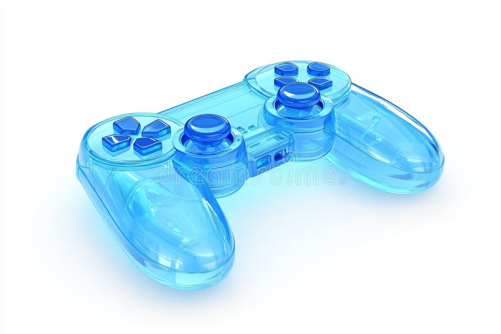 The Image Features a Light Blue Video Game Controller with a ...