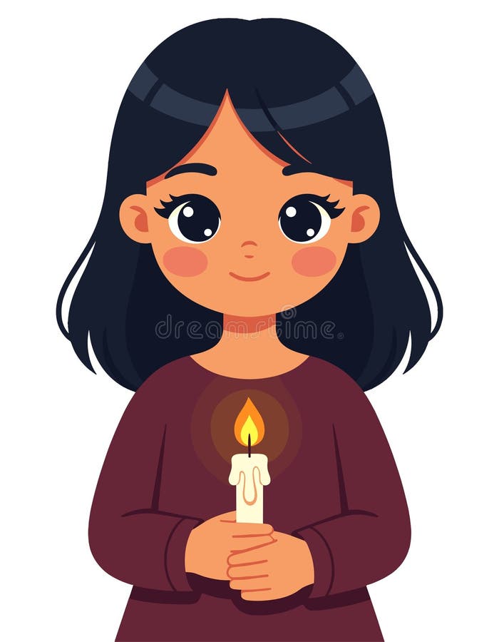 Little Girl Holding Burning Candle Prayer Hope Concept Light Stock ...