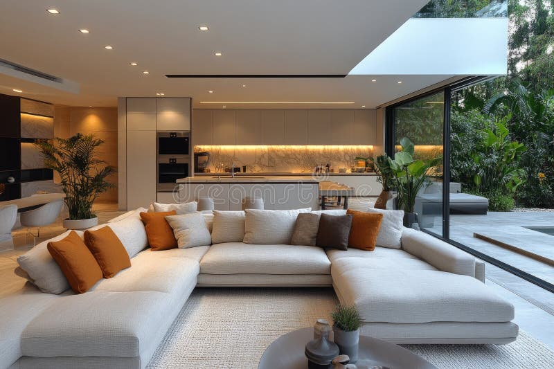 A Modern Open Concept Living Space Incorporates Indoor and Outdoor ...