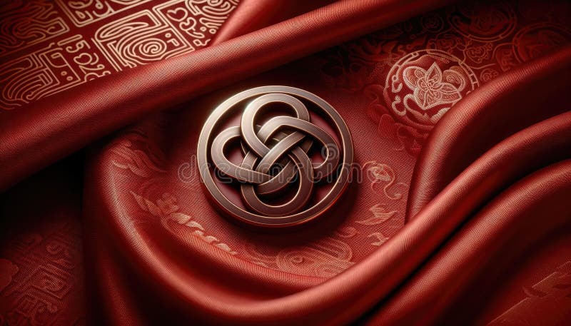 Elegant Red Silk Fabric with Celtic Knot Design, AI Generated Stock ...