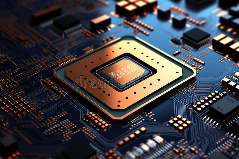 Macro Shot of Advanced Microprocessor on Circuit Board. Generative AI ...