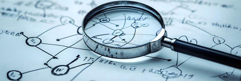 Magnifying Glass on Mathematical Diagrams Stock Illustration ...